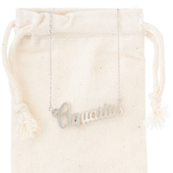 Jewelry | Zodiac Script Pendant Necklace Aquarius | Poshmark